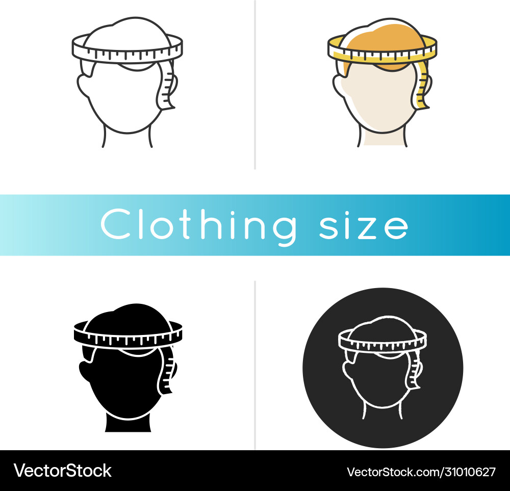 Kopfumfang Icon linear schwarz und rgb Lizenzfreier Vektor