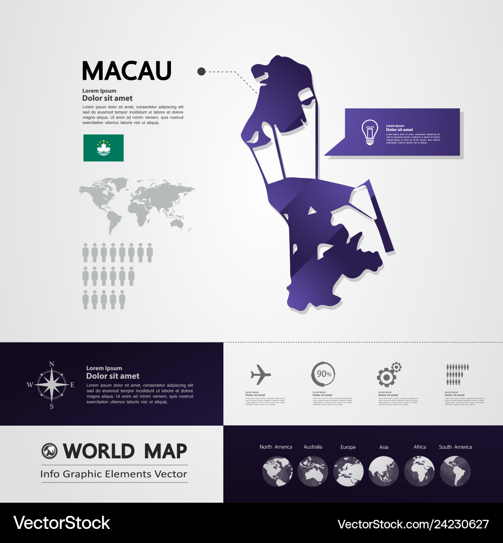 Macau map Royalty Free Vector Image - VectorStock