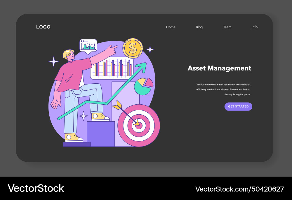 Mutual fund night or dark mode web banner Vector Image
