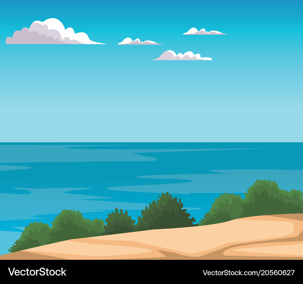 Schöne Insel Cartoon Lizenzfreies Vektorbild