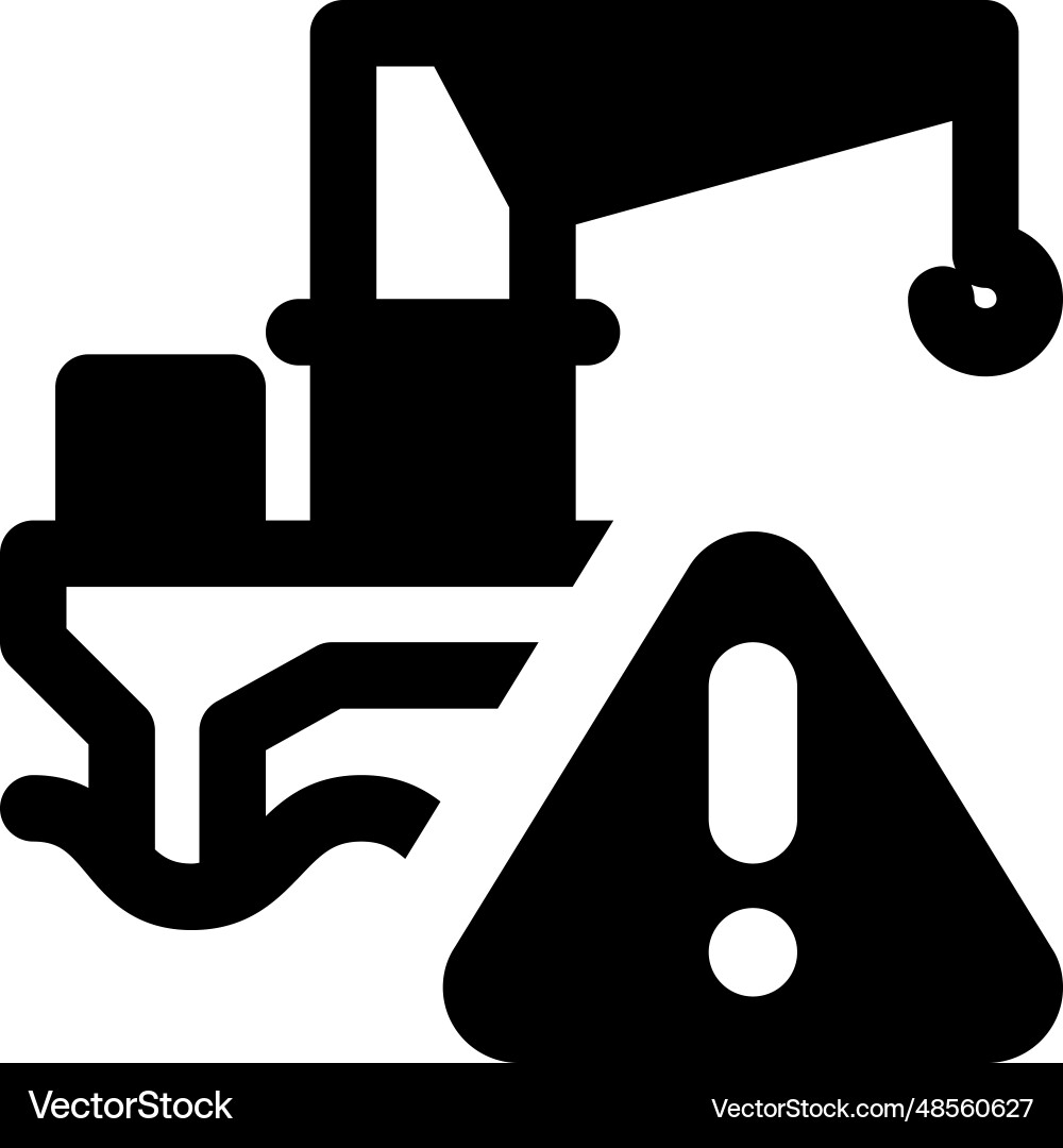 Sea mining excavator with an alert indication Vector Image