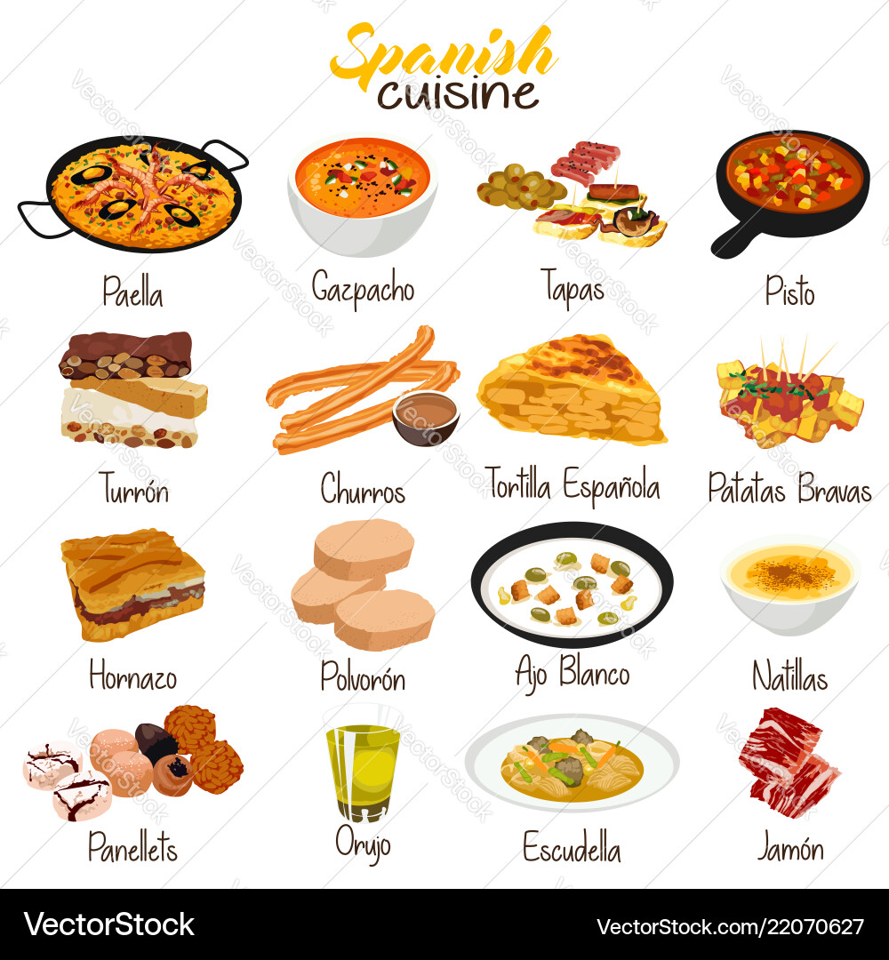 Spanish Food Icons & Graphics Royalty Free Vector Image
