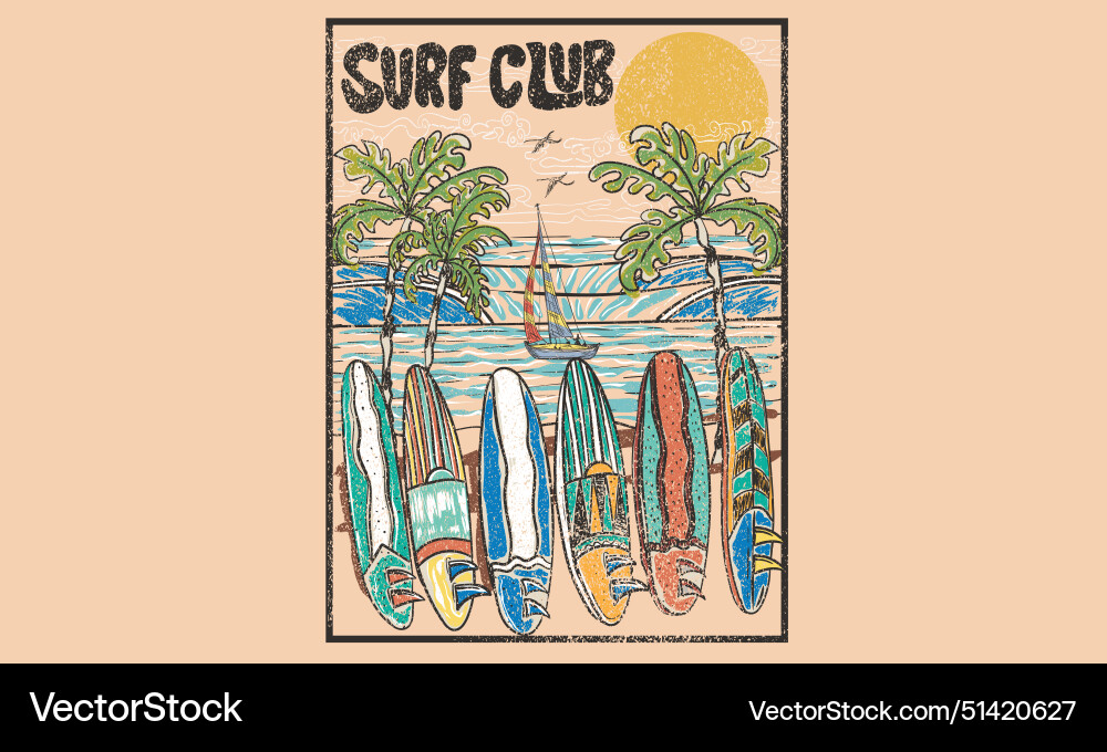 Surfing board summer abstract art Royalty Free Vector Image
