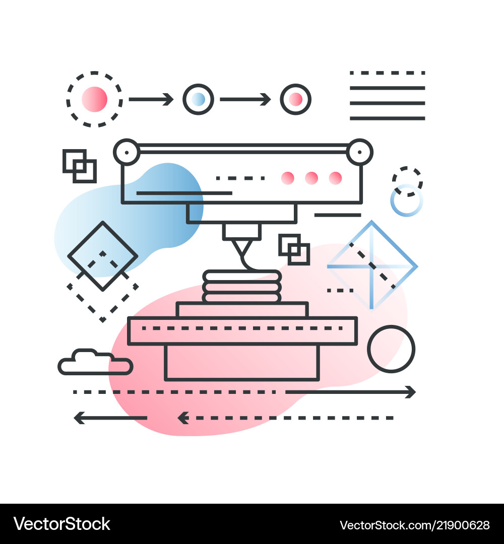 3d printing scanning modelling technology process Vector Image