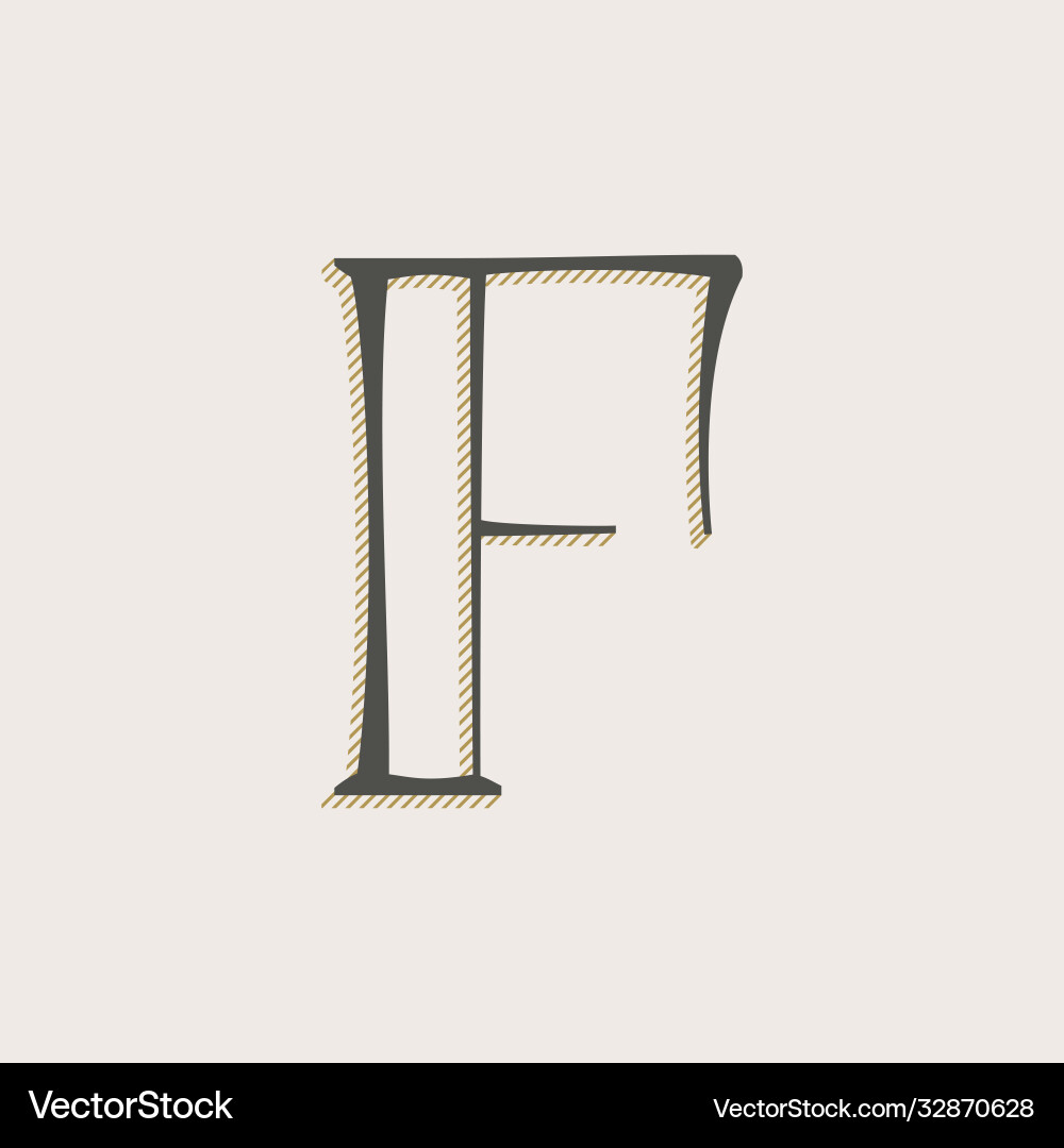 Elegant f letter serif font logo classic thin pen Vector Image