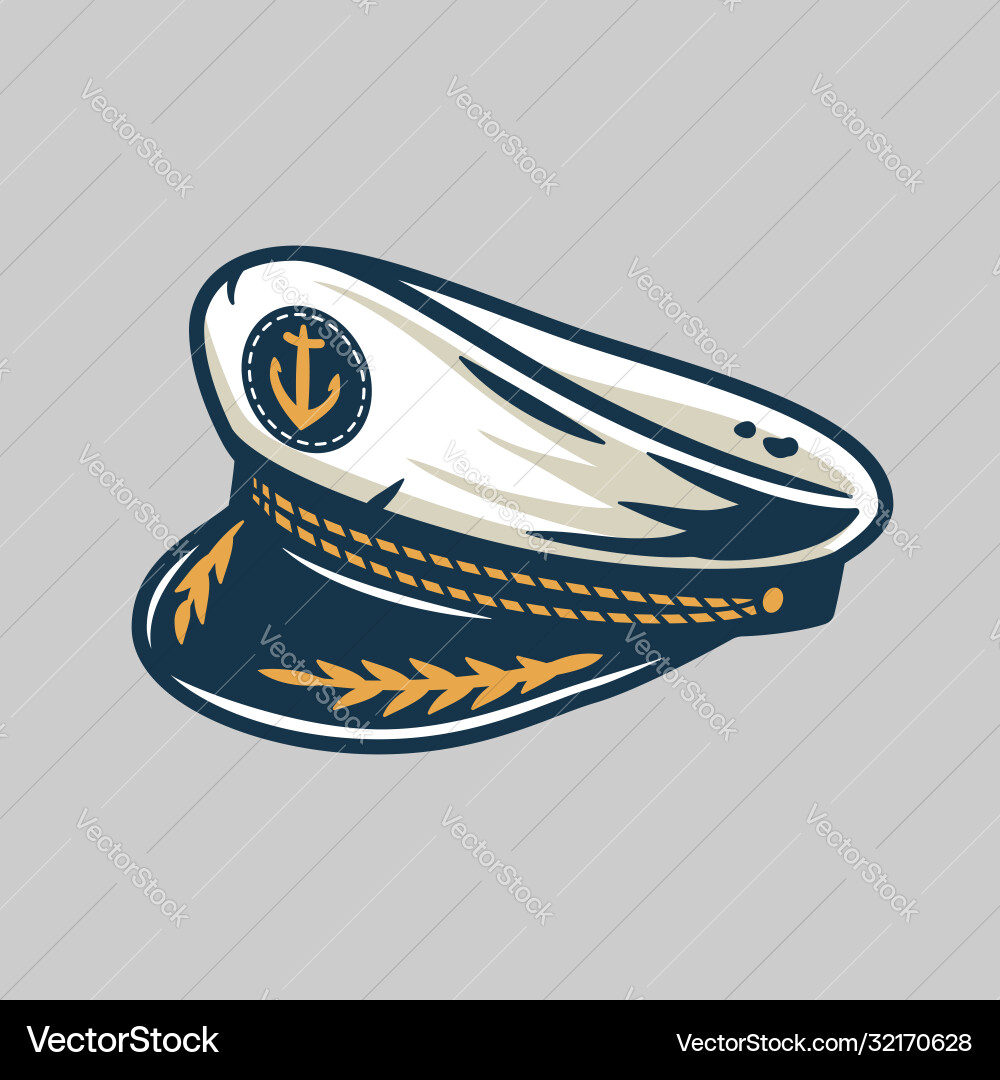 Marine captain cap sailor nautical logo element Vector Image