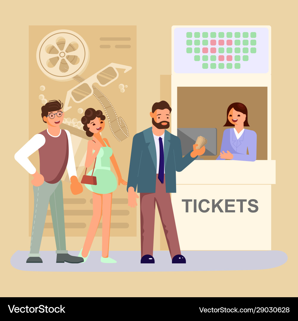 Movie ticket counter theater Royalty Free Vector Image