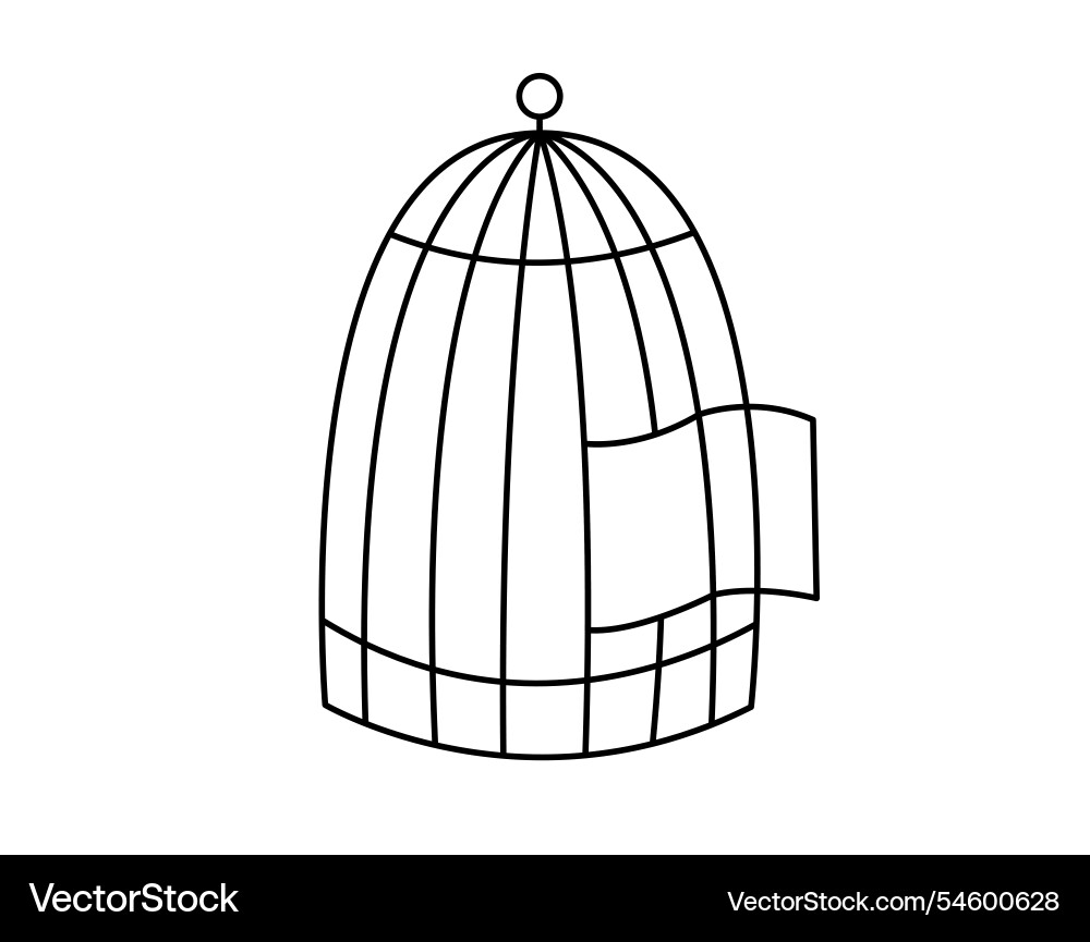 Open cage concept line doodle icon flat Royalty Free Vector