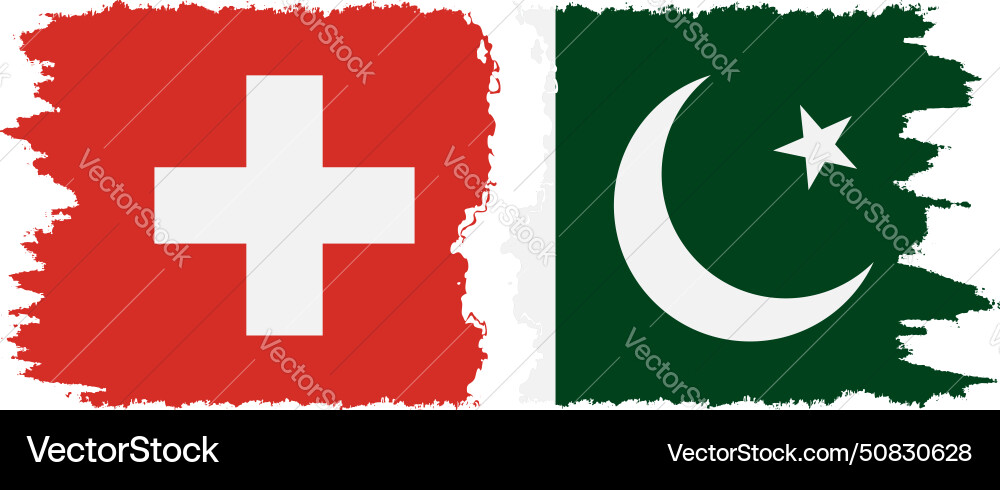 Pakistan and switzerland grunge flags connection Vector Image
