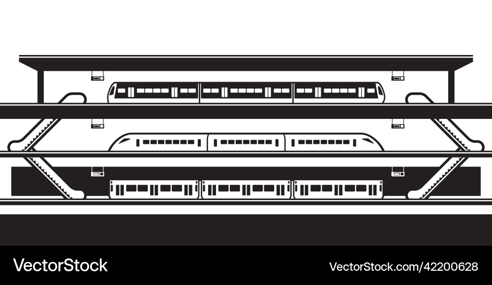Railway interchange station Royalty Free Vector Image