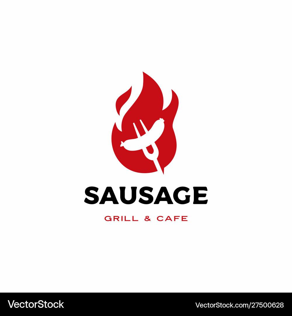 Sausage fire flame grill toast roast logo icon Vector Image