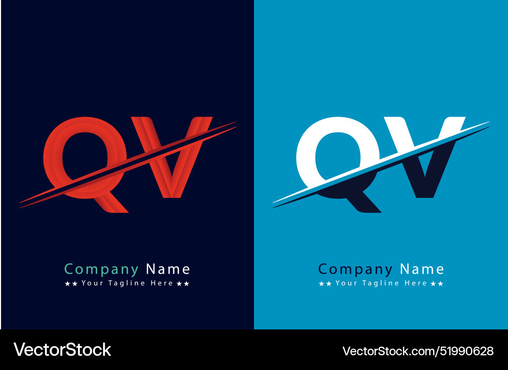 Unique qv letter logo icon template Royalty Free Vector
