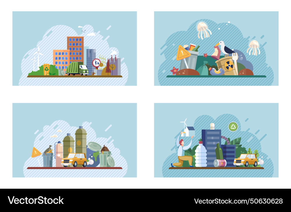 Waste pollution trash in landfills contributes Vector Image