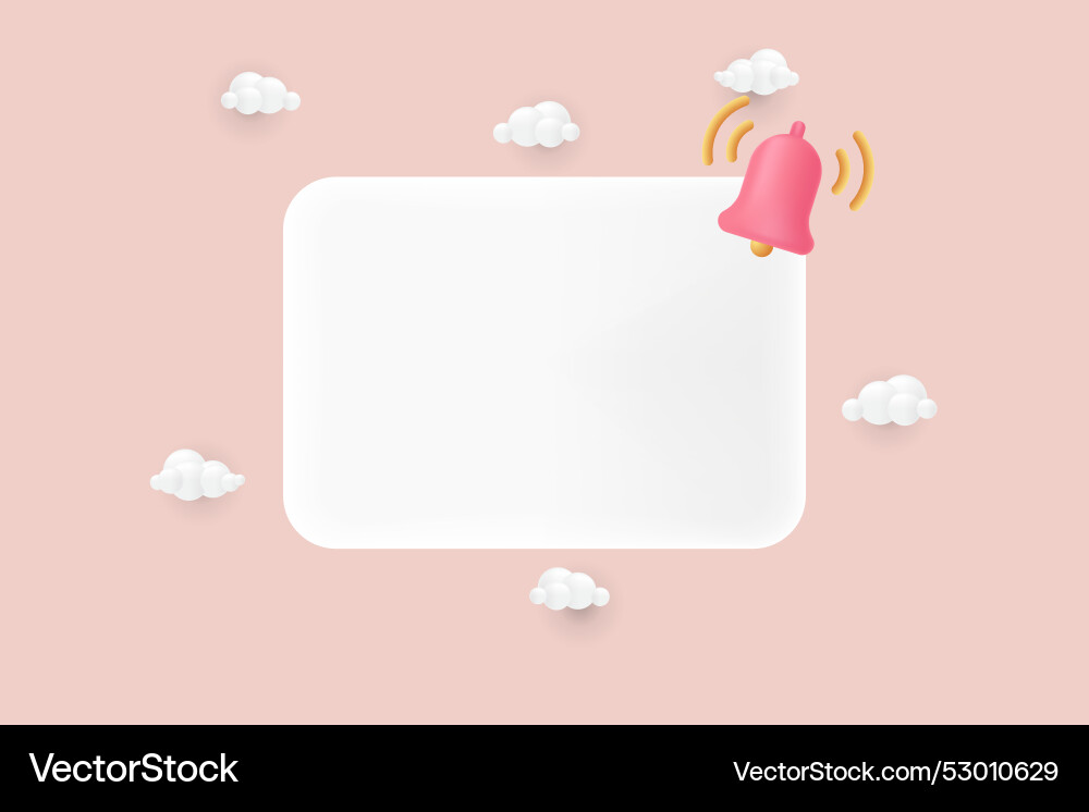 3d render empty reminder popup push notification Vector Image