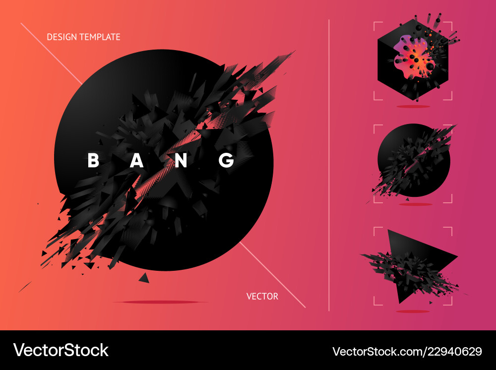 Abstract Explosion Shapes - Black Particles Vector Image