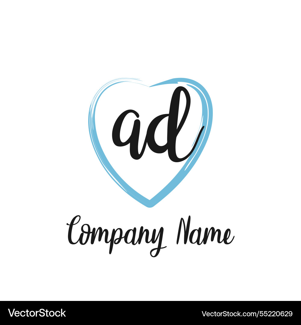 Ad initial letter handwriting and signature logo Vector Image
