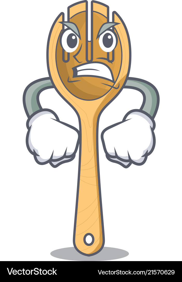 Angry wooden fork mascot cartoon Royalty Free Vector Image