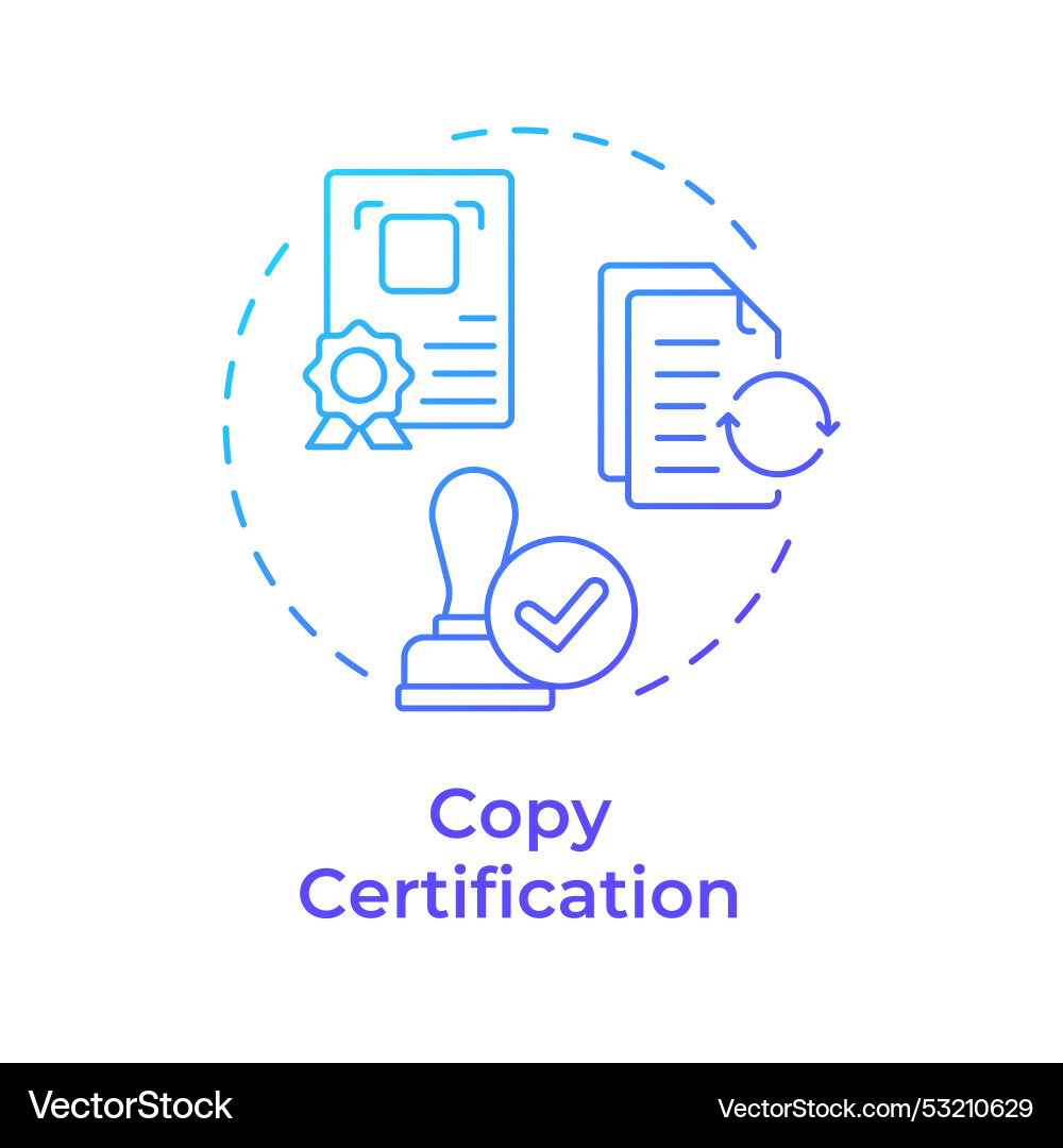 Copy certification blue gradient concept icon Vector Image