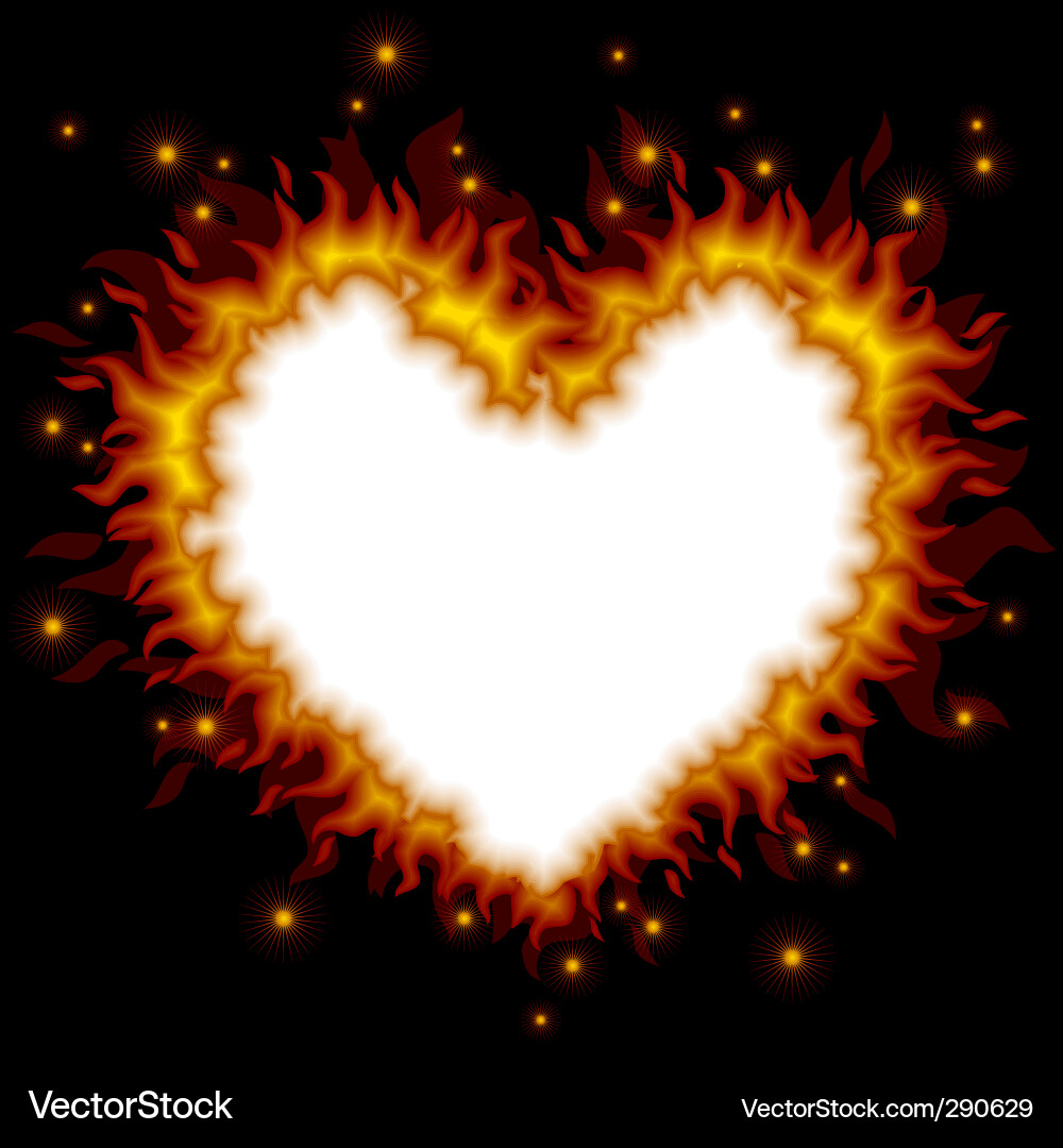 Fiery heart card Royalty Free Vector Image - VectorStock