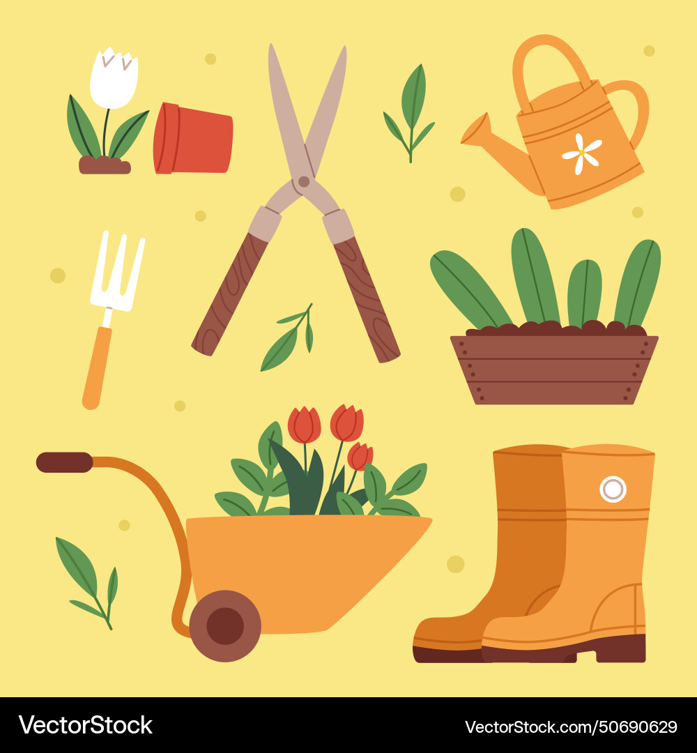 Gardening set Royalty Free Vector Image - VectorStock