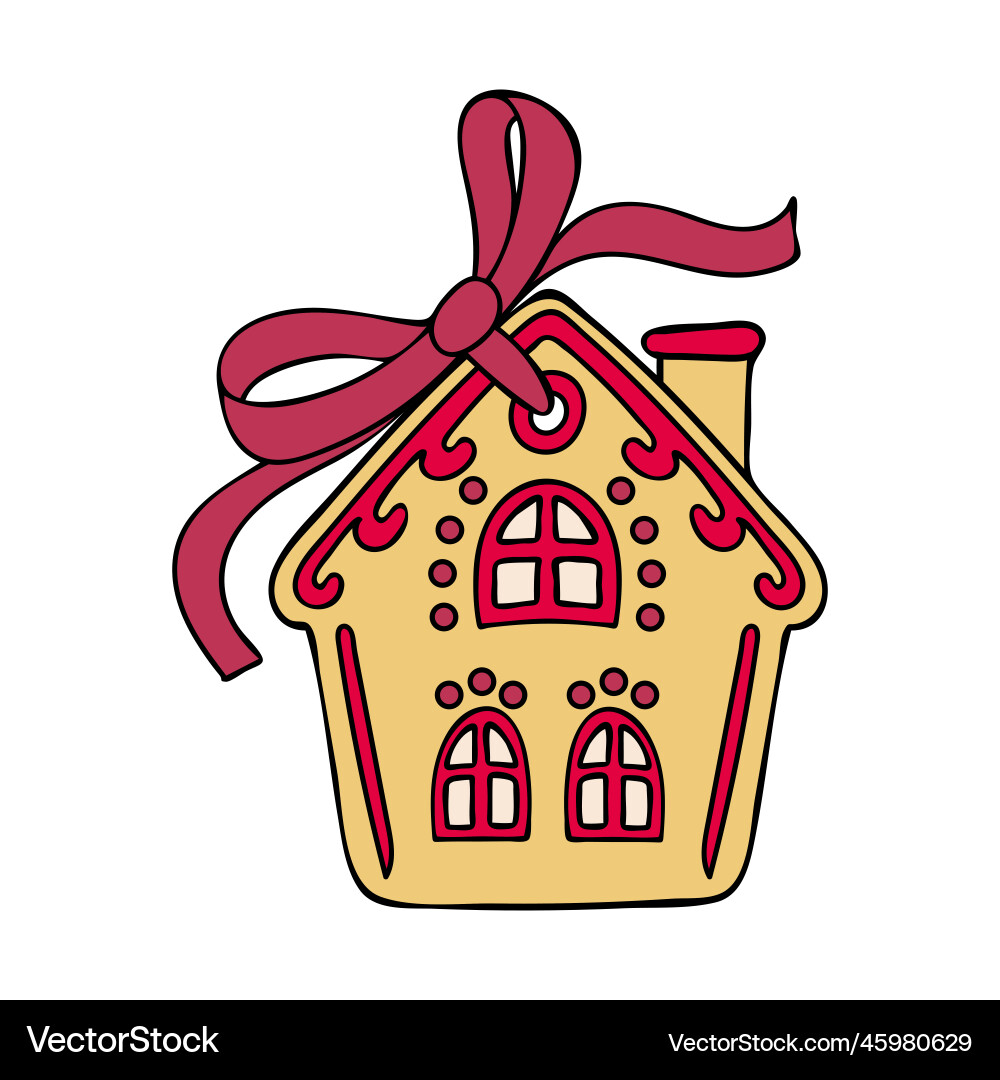 Gingerbread House with Ribbon Royalty Free Vector Image