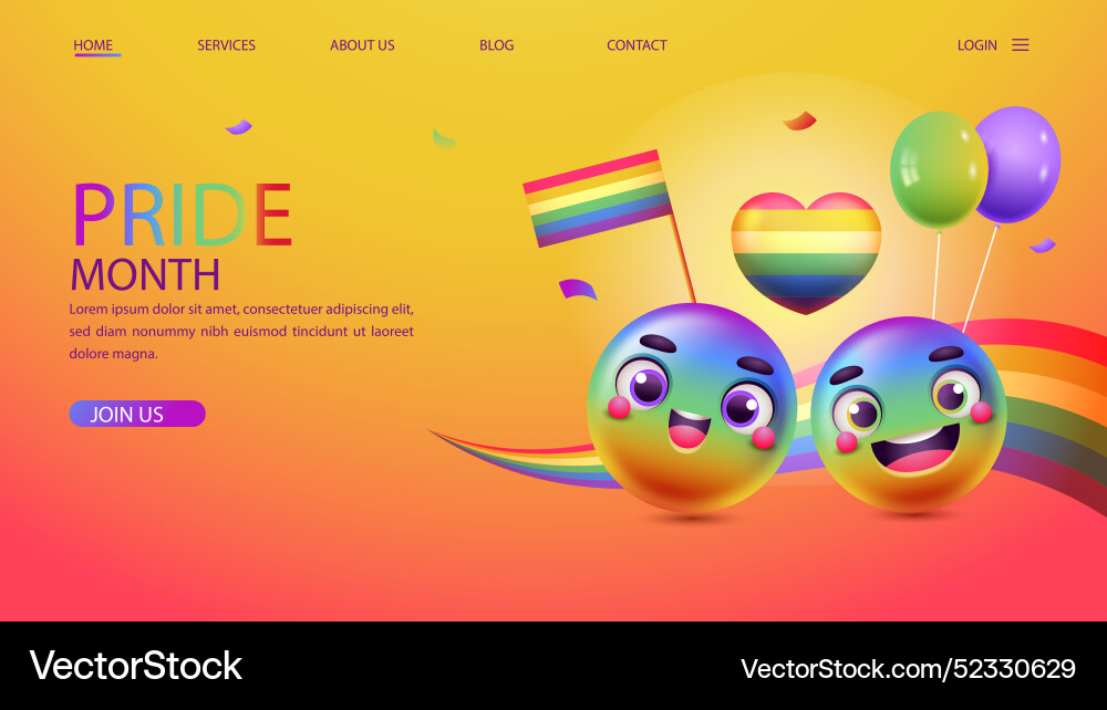 Gradient pride month landing page template Vector Image