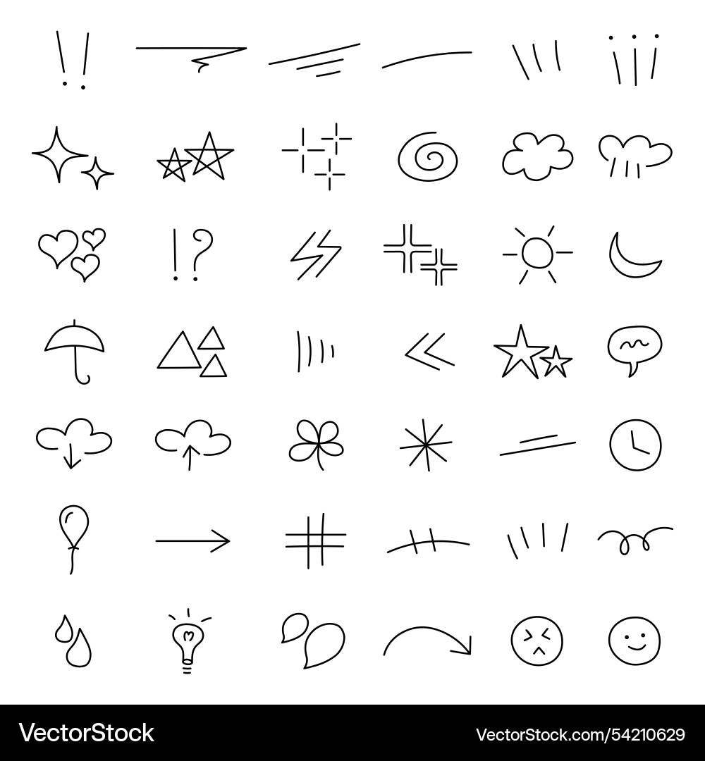 Hand drawn different line icons Royalty Free Vector Image