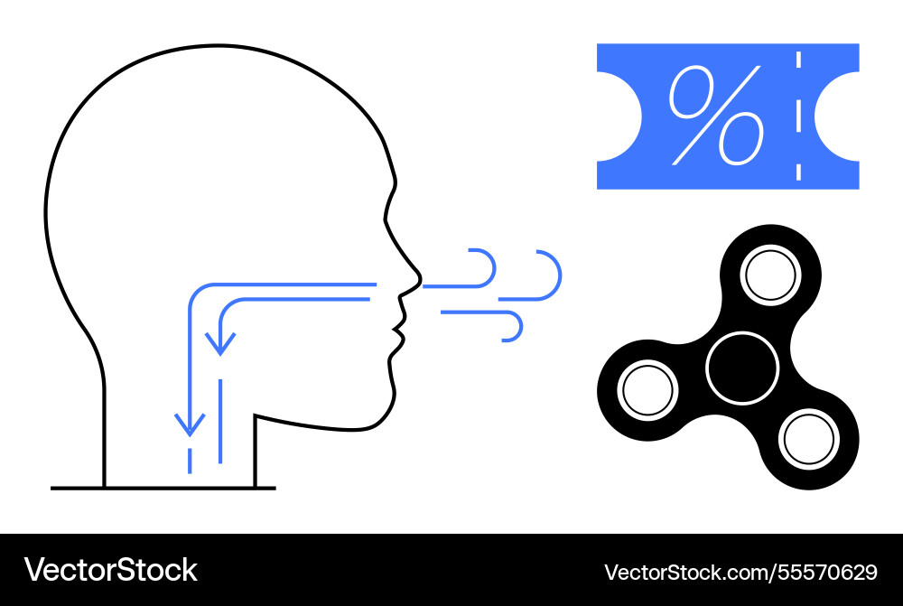 Human breathing process diagram with spinner Vector Image