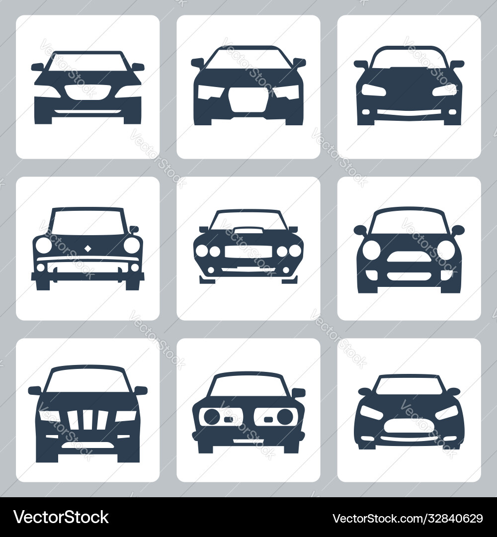 Isolated cars icons set Royalty Free Vector Image