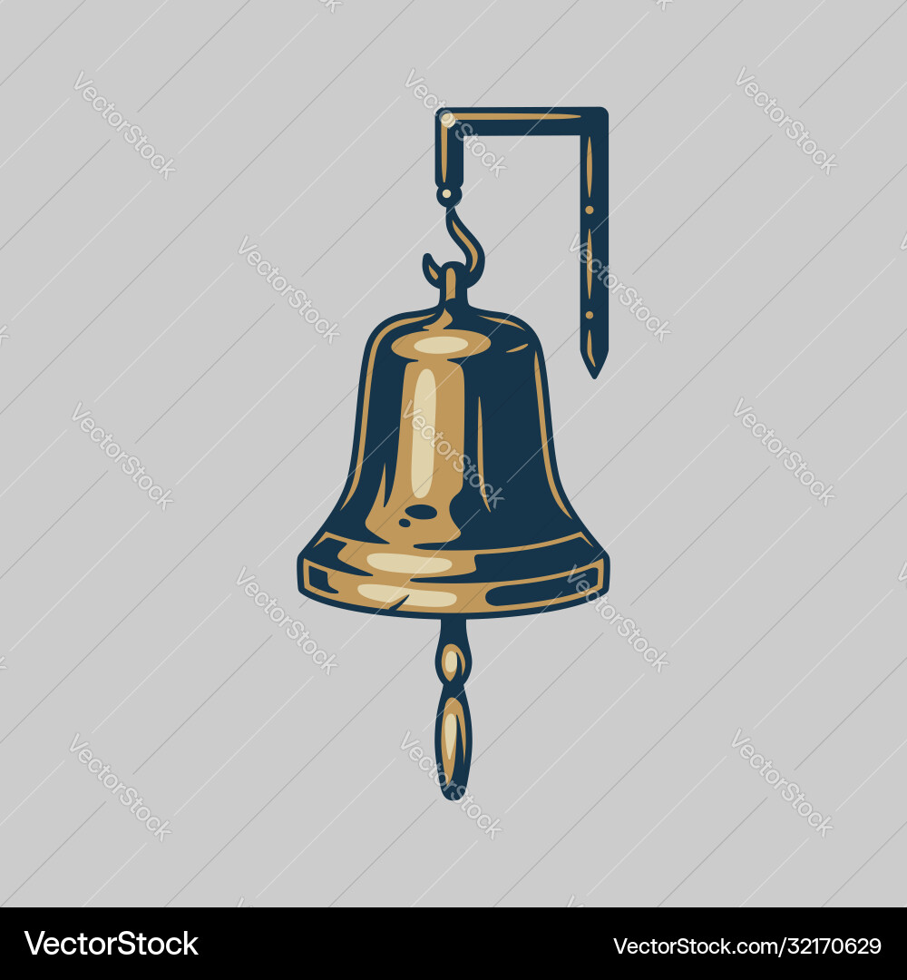 Marine nautical ship bell in vintage style Vector Image