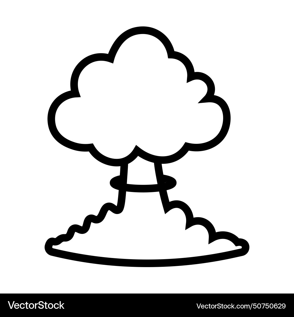 Mushroom cloud icon on white background Royalty Free Vector