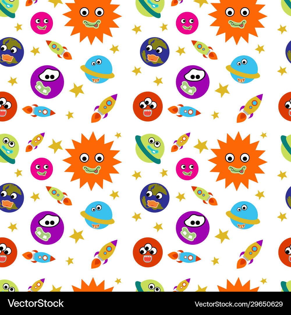 Solar system seamless pattern funny planets Vector Image