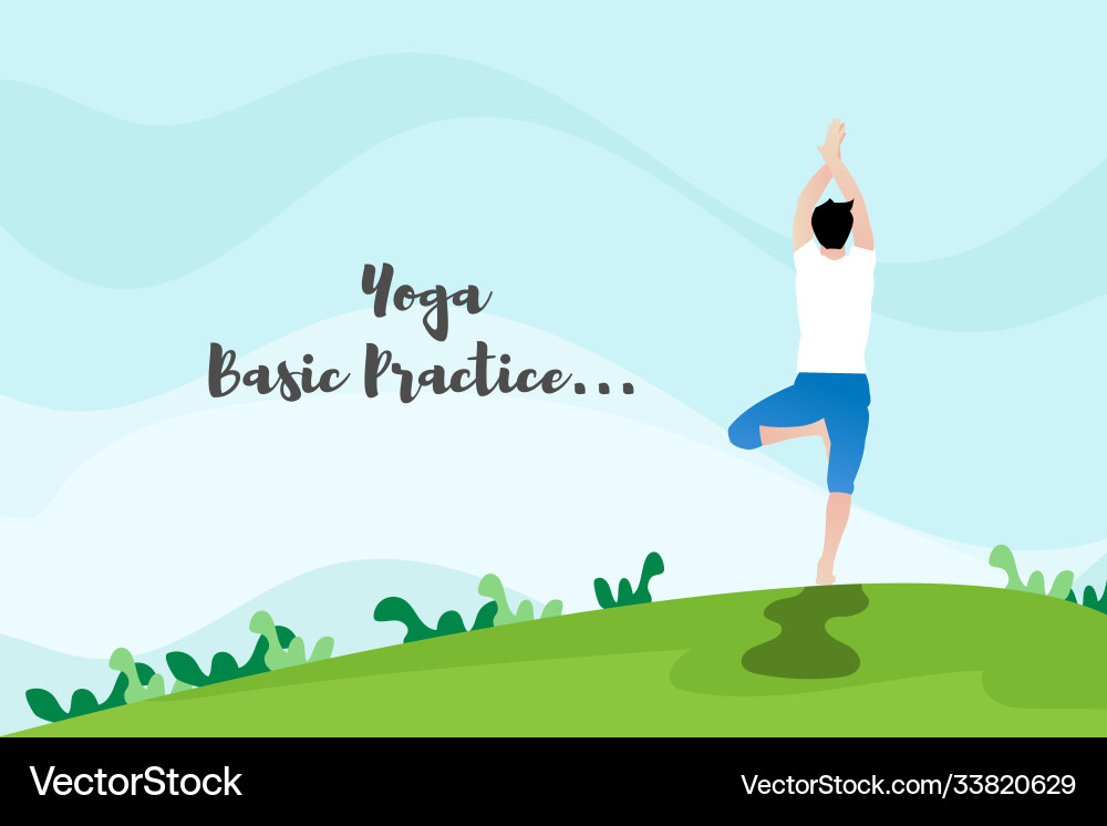 Yoga practice background design in flat style Vector Image