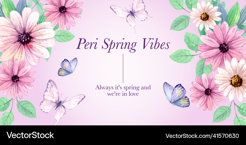 Billboard template with peri spring flower Vector Image