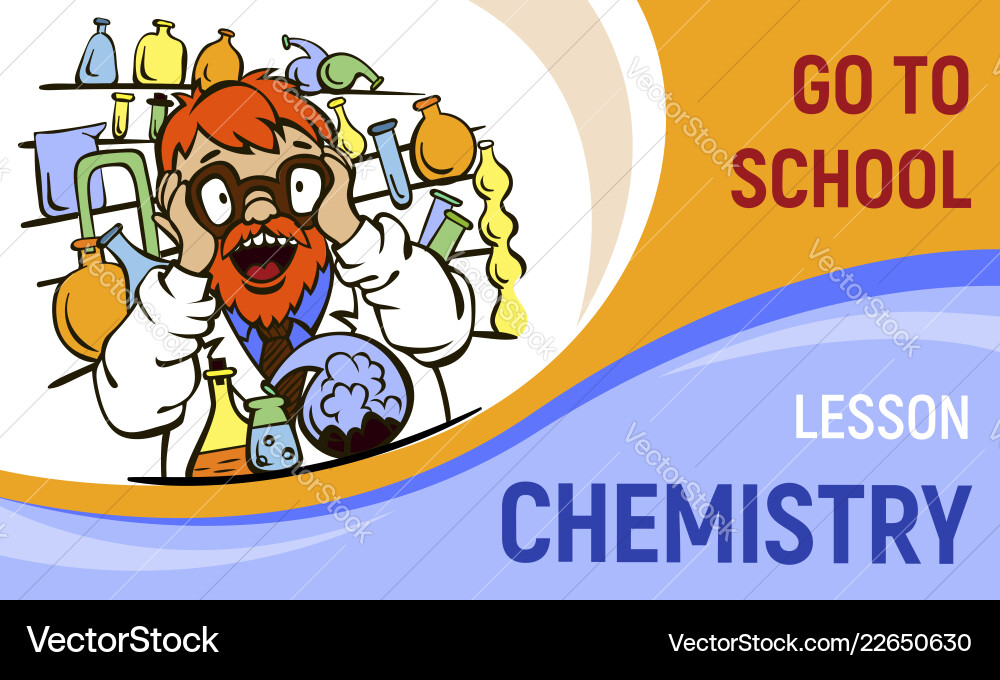 Chemistry lesson concept banner cartoon style Vector Image