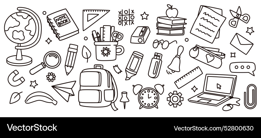 Cute school icon sticker education stationery Vector Image