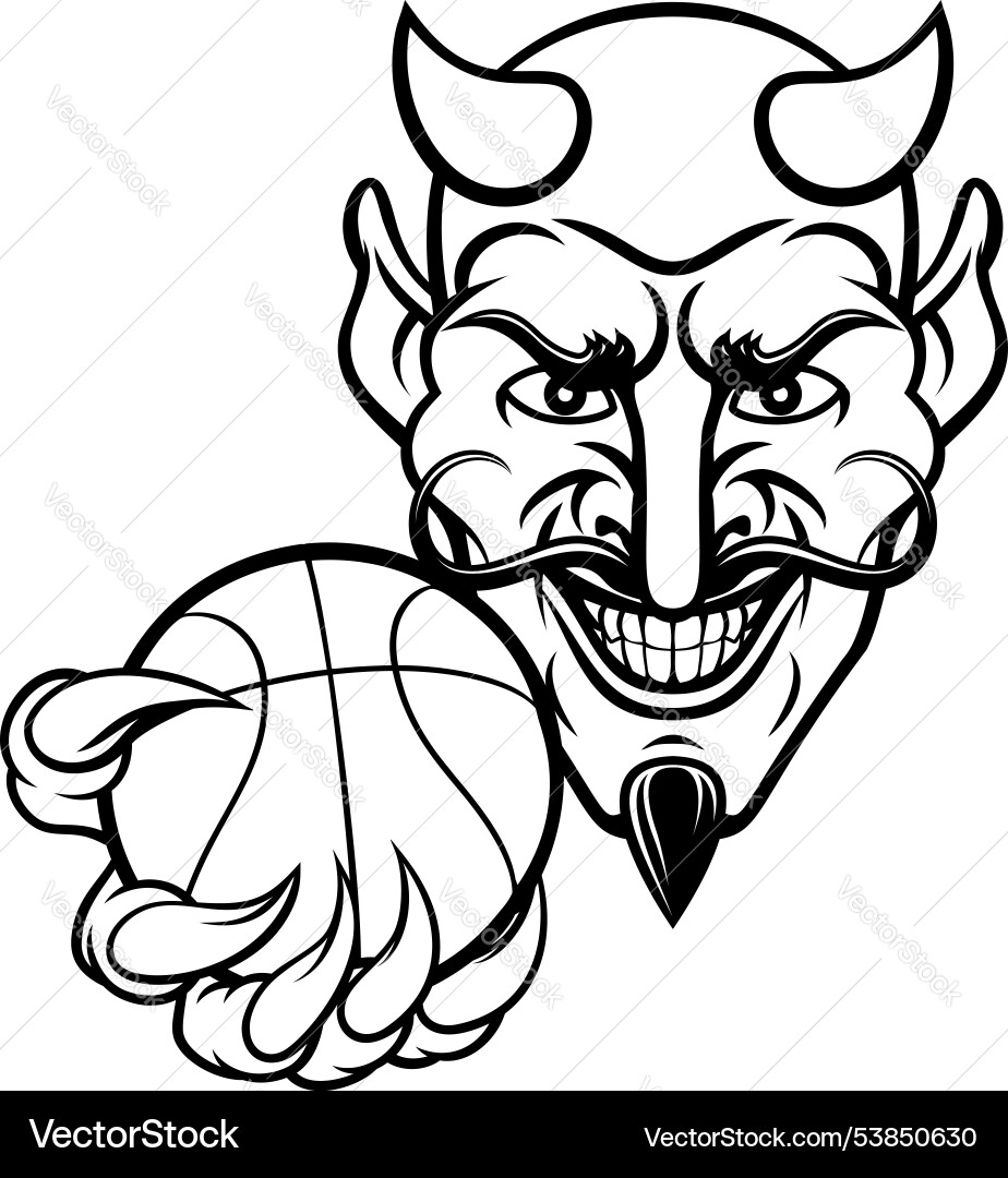 Devil basketball sports mascot Royalty Free Vector Image