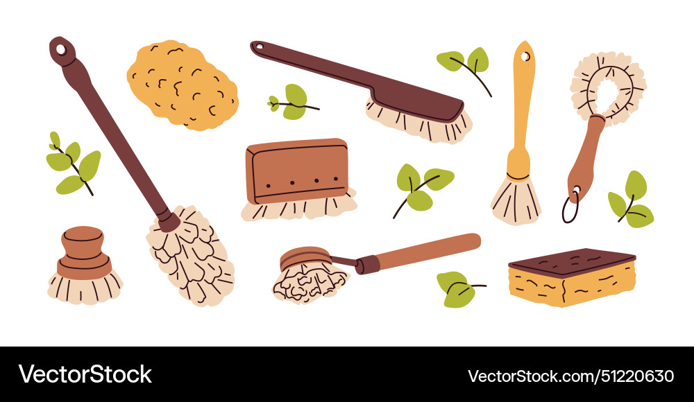 Eco-friendly cleaning tools different hand Vector Image
