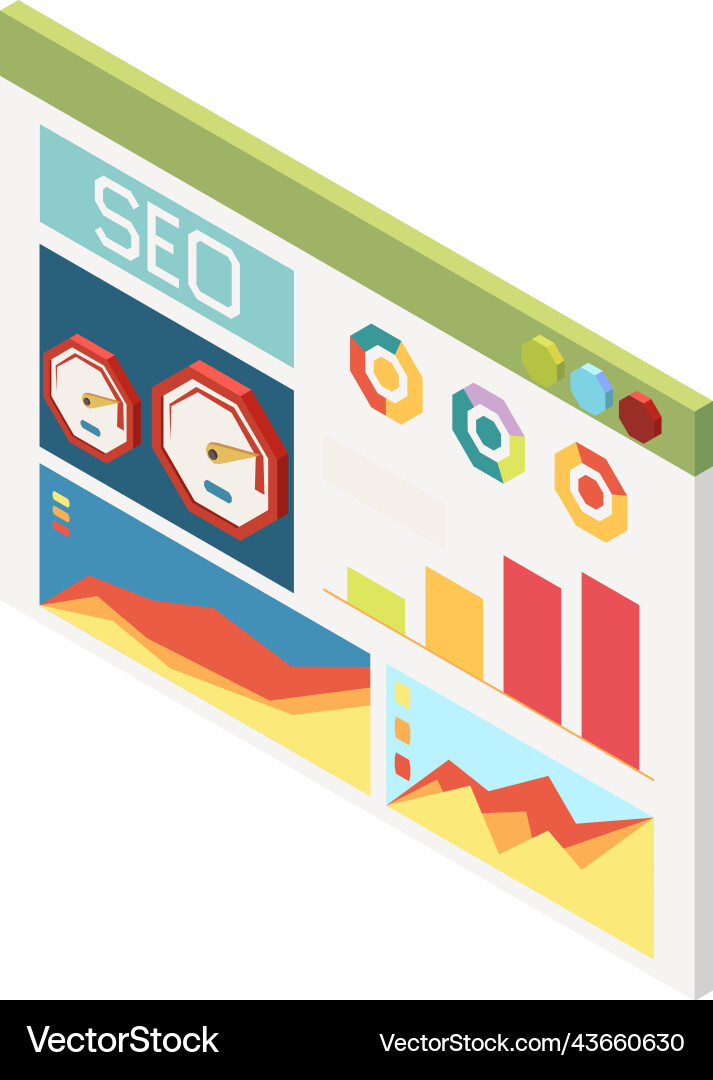 Isometric seo concept Royalty Free Vector Image