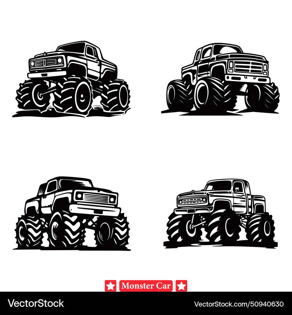 Monster on wheels intense graphic for extreme Vector Image