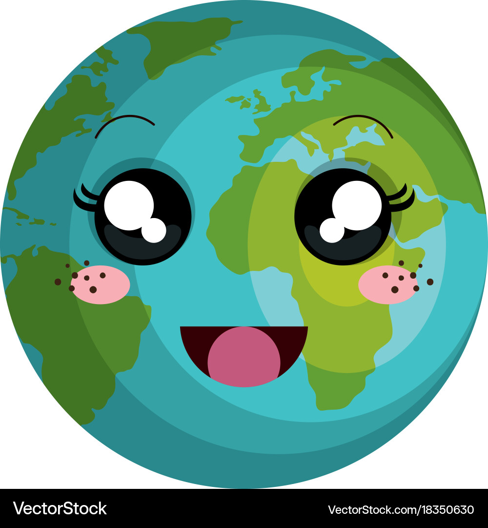 Planet earth kawaii character Royalty Free Vector Image