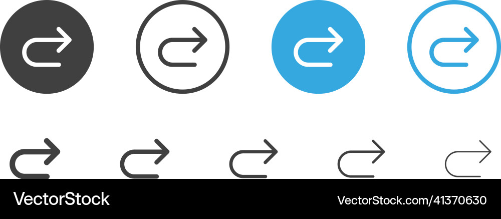 Return icon redo arrow turn right symbols Vector Image
