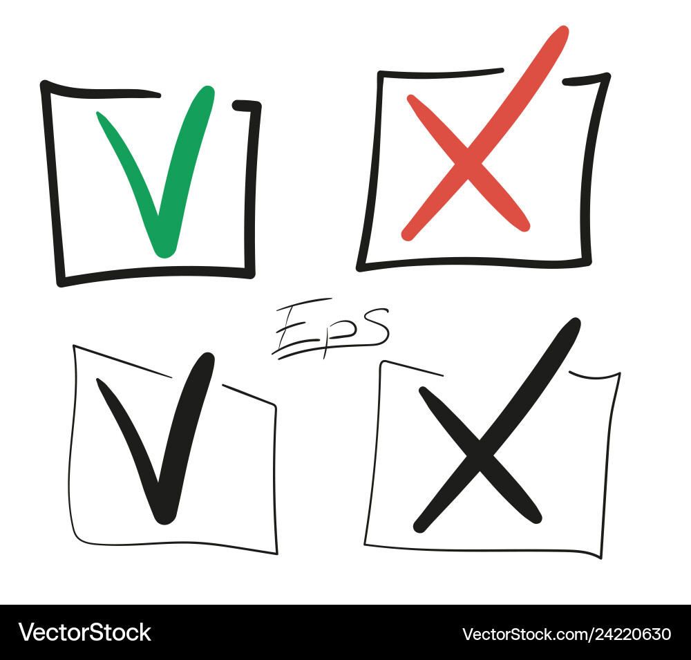 Tick and cross different monochrome color Vector Image