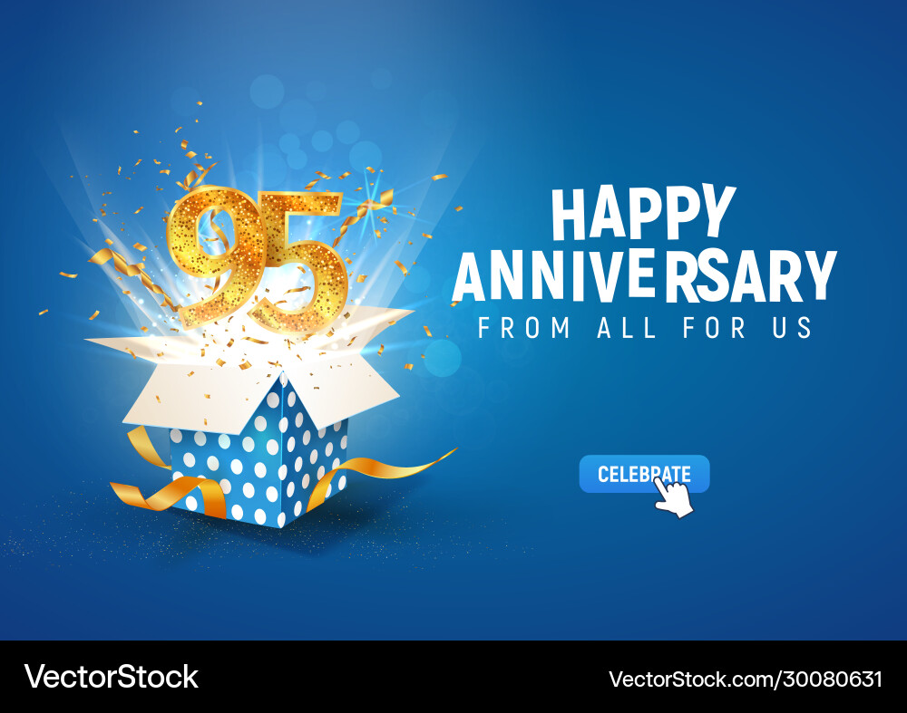 95 th years anniversary banner with open burst Vector Image