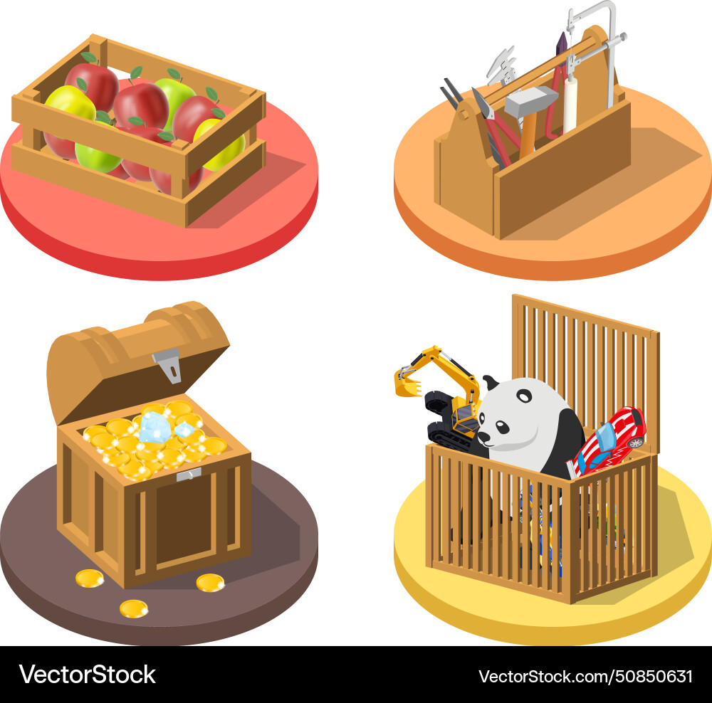 Boxes with goods set Royalty Free Vector Image