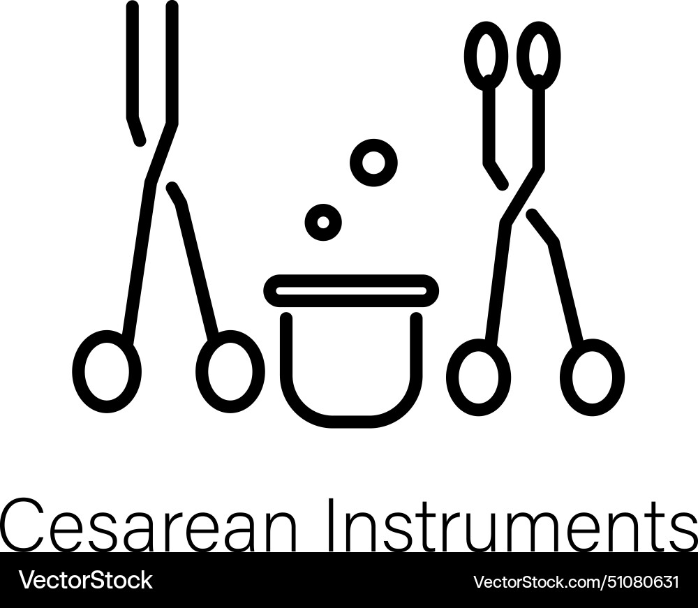 Cesarean instruments Royalty Free Vector Image
