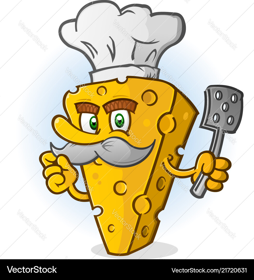 Cheese chef cartoon character with a mustache Vector Image