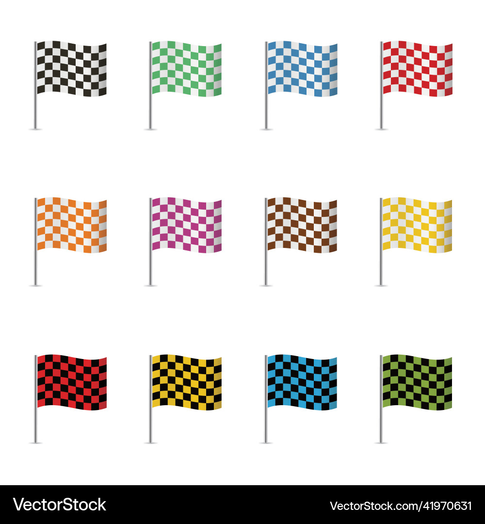 Colorful checkered racing flags Royalty Free Vector Image