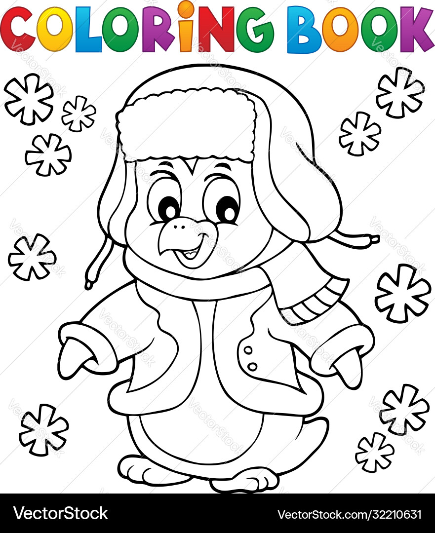 Coloring book winter penguin topic 1 – Royalty-Free Vector | VectorStock