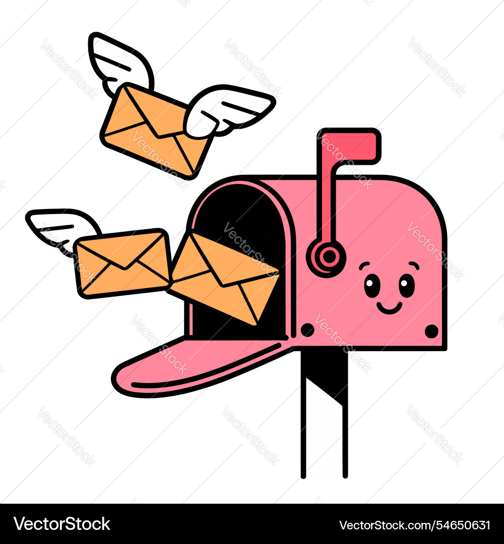 Cute mailbox with flying envelopes Royalty Free Vector Image